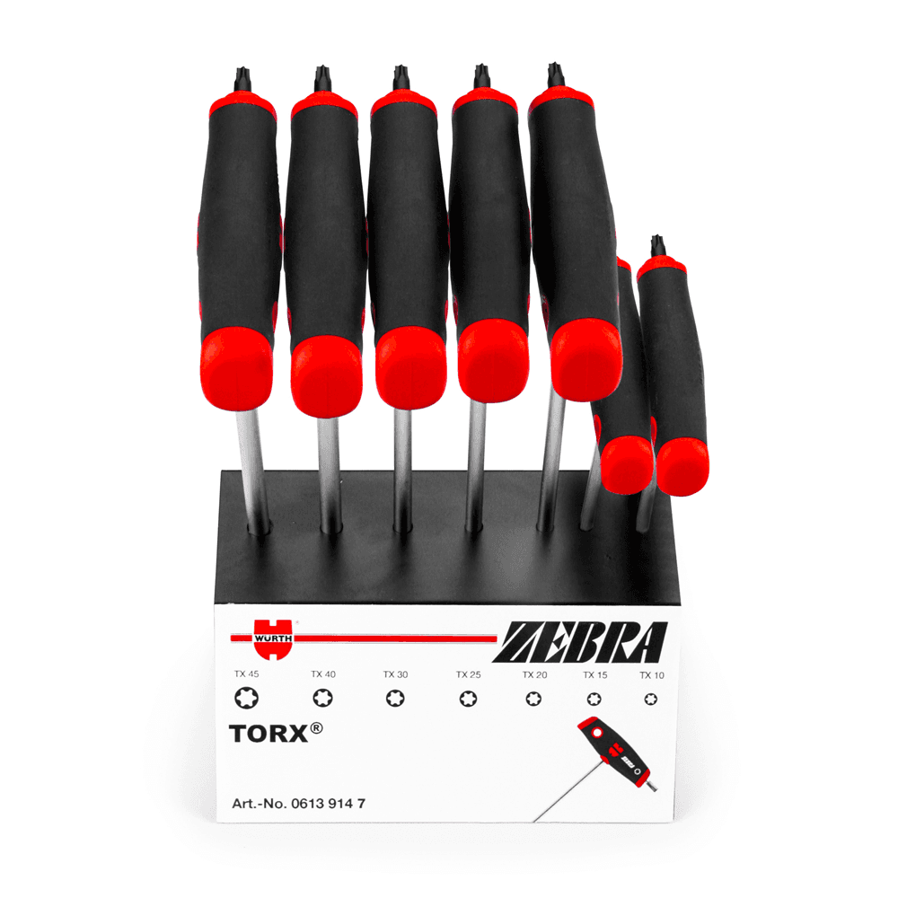 Zebra T-Handle Torx Socket Seti N Sheet Steel Rack, 7 Pieces | Wurth ...