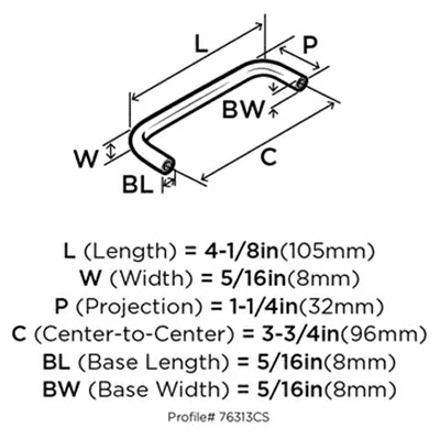 3-3/4" Wire Pulls Cabinet Pull, Polished Chrome | Würth Louis & Company