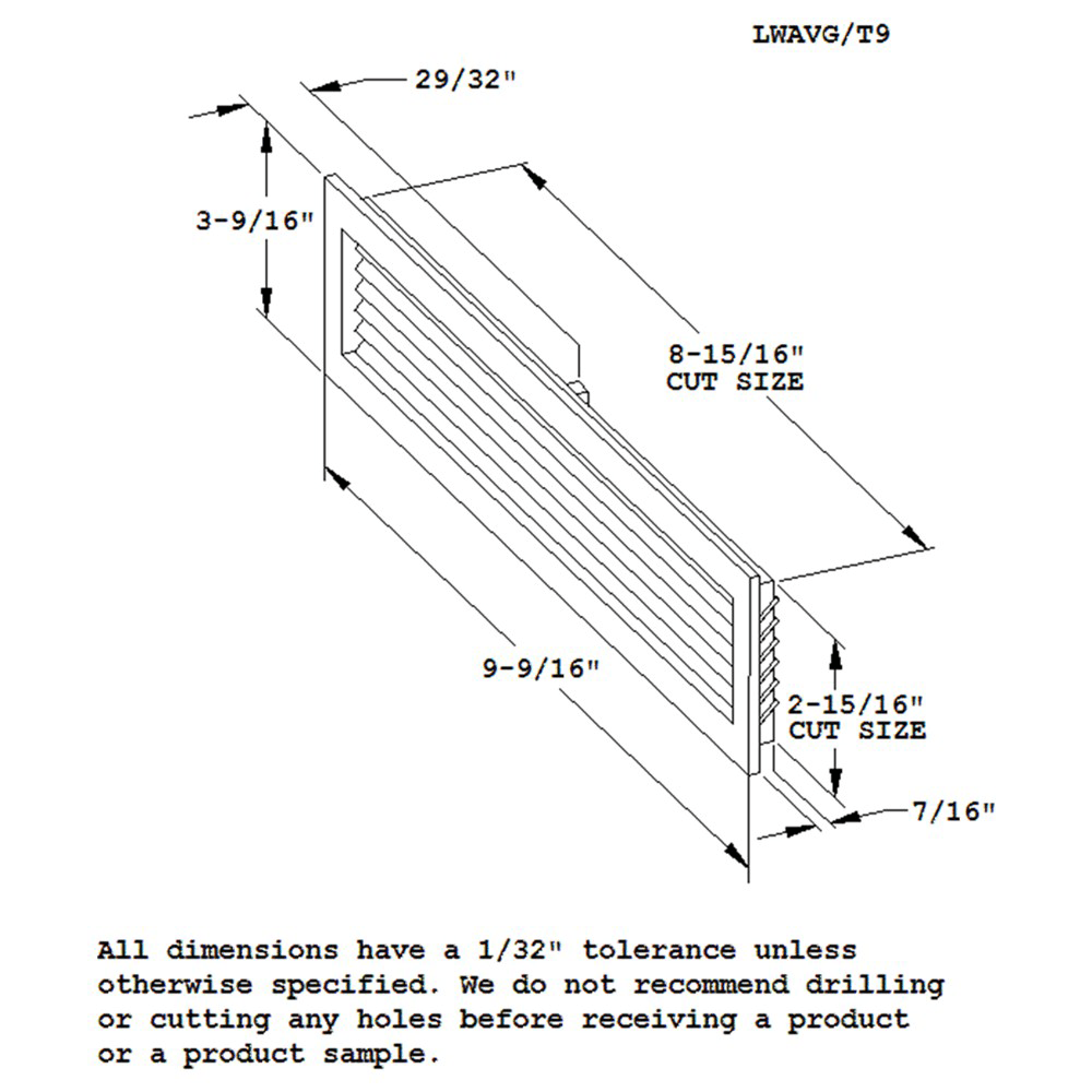 9-9/16" Rectangular Air Vent Grille for 8-15/16" Hole, Oak | Würth ...