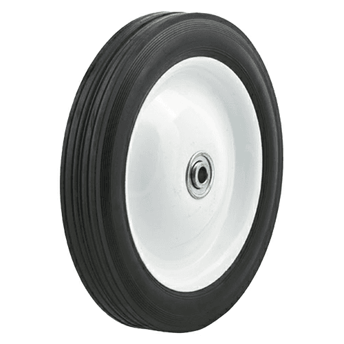 10" W-MH Flat Free Semi-Pneumatic Solid Rubber Wheel with 5/8" White ...
