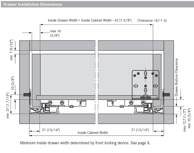 12" Dynapro 16 2D Undermount Drawer Slide for 5/8" Material, 100lb ...