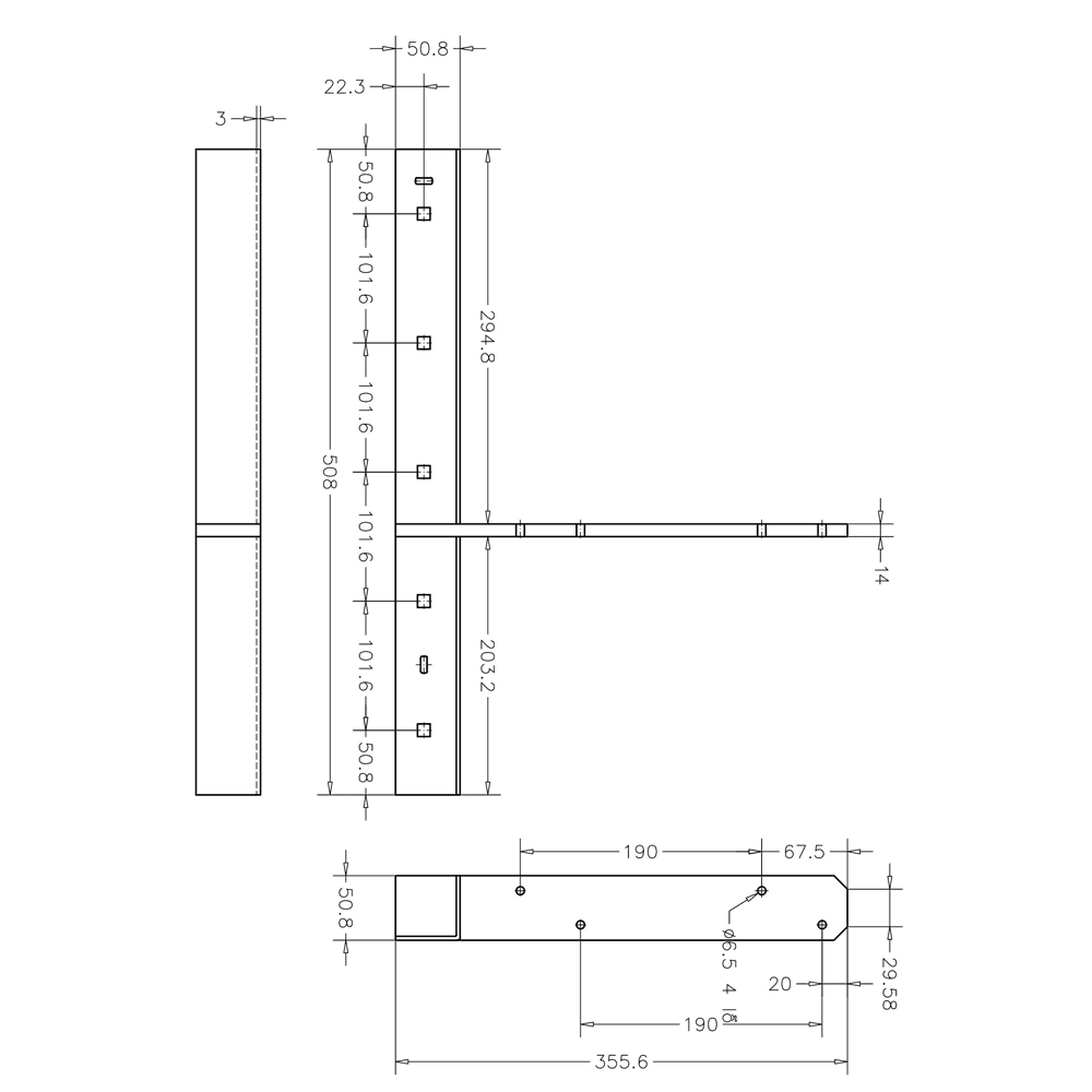 Pro Value Series Concealed Extended Flat Brackets, 2" Width, 12" Depth ...