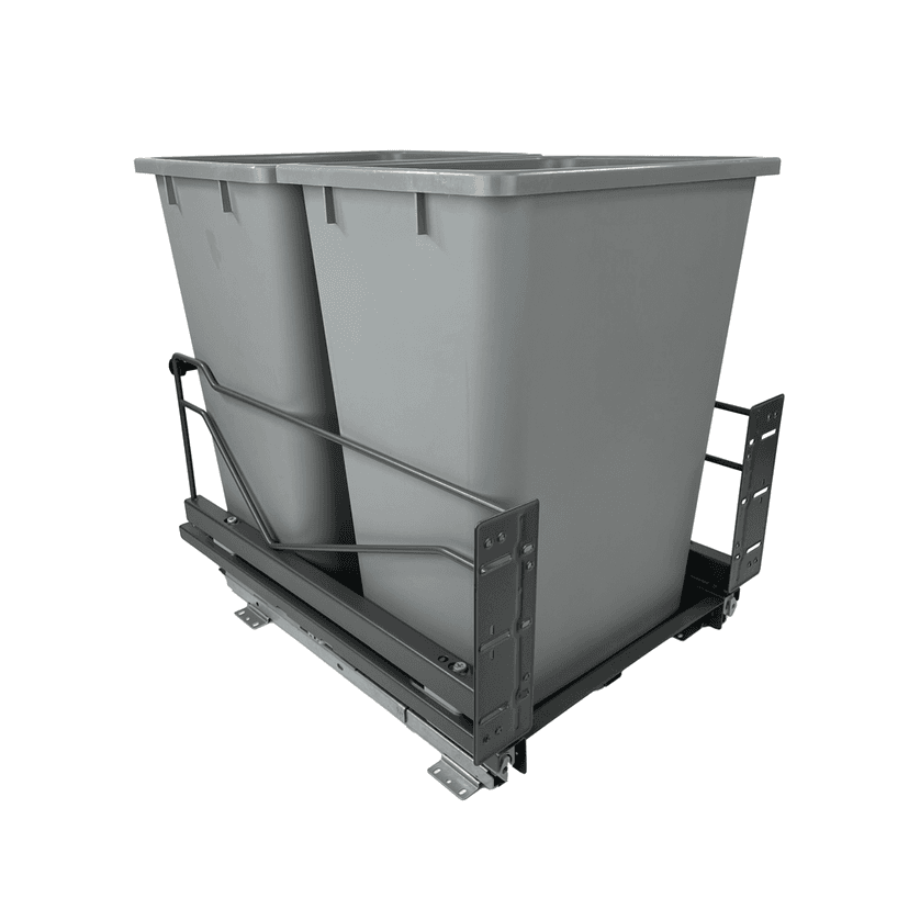 Double 36 QT Bottom-Mount Wastebin Pull-Out Kit with Soft-Open/Soft ...