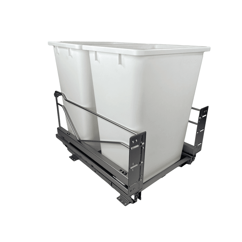Double 52 QT Bottom-Mount Wastebin Pull-Out Kit with Soft-Open/Soft ...