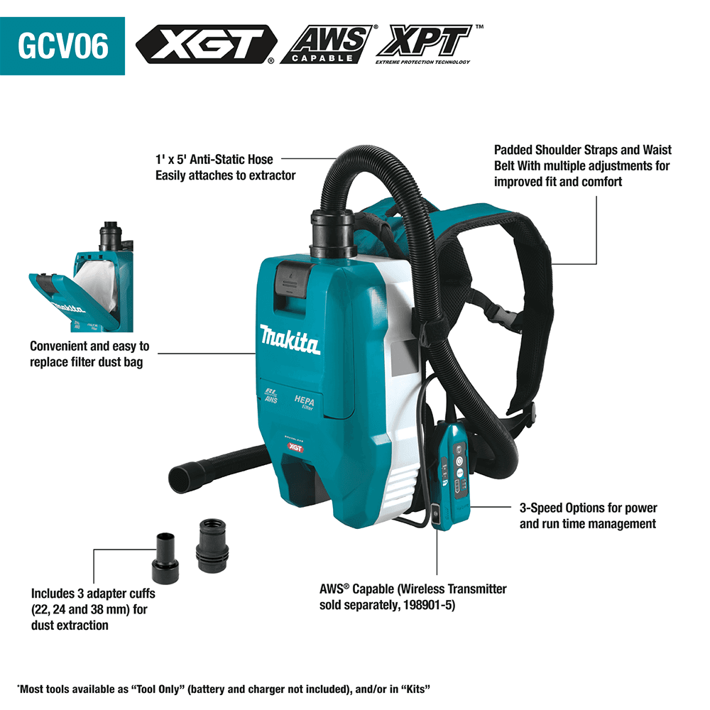 40V max XGT 1/2 Gallon Brushless Cordless HEPA Filter Backpack Dry Dust ...