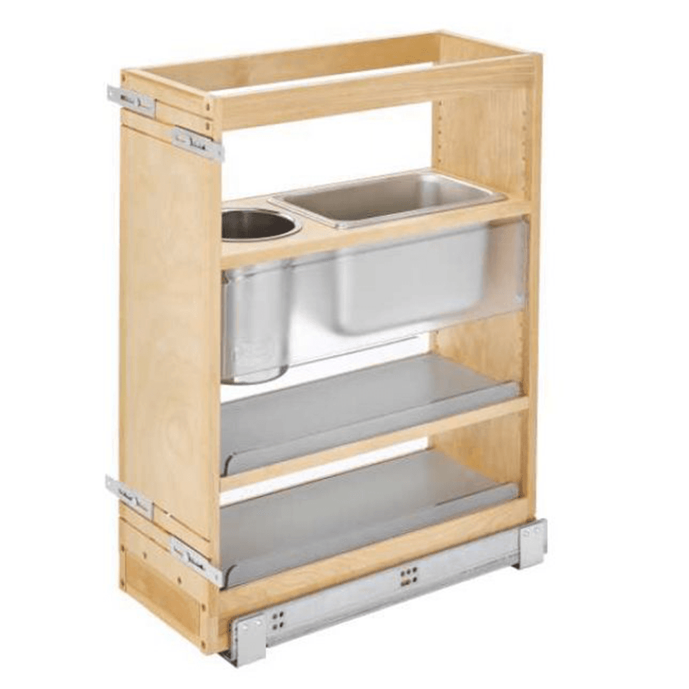 25-9/16" Soft-Close Pull-Out Vanity Grooming Organizer, Semi-Gloss ...