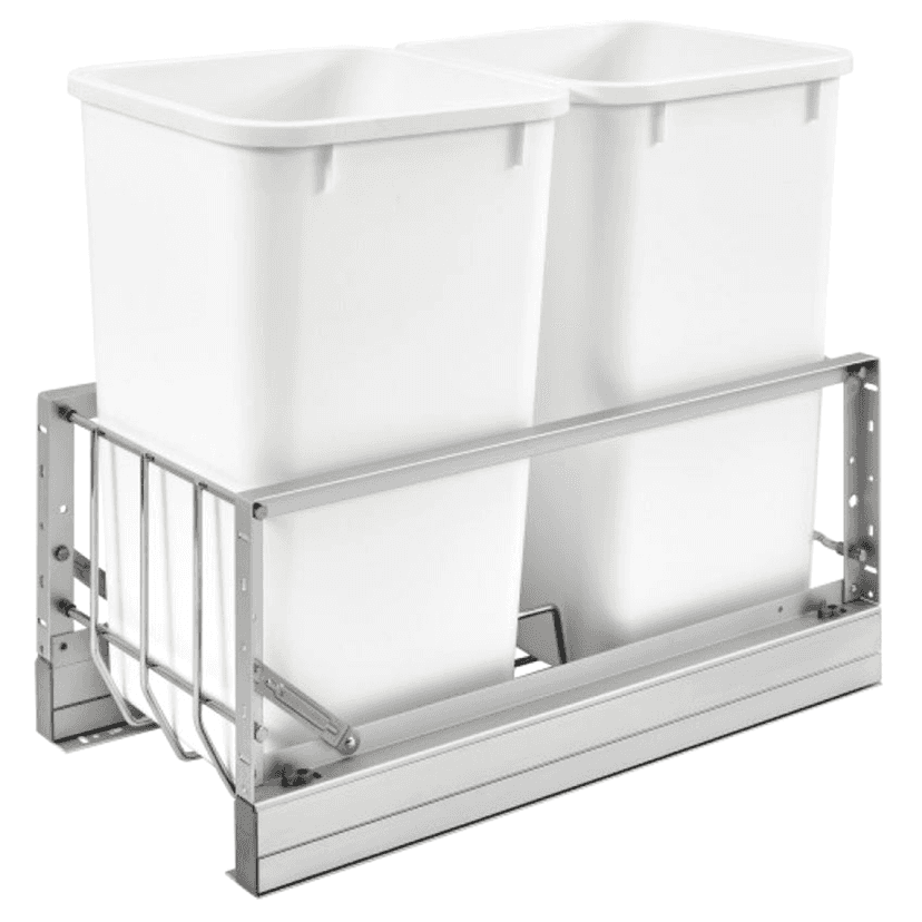 5349 Double 27 QT Aluminum Pullout Waste Container, Soft-Closing for 12 ...