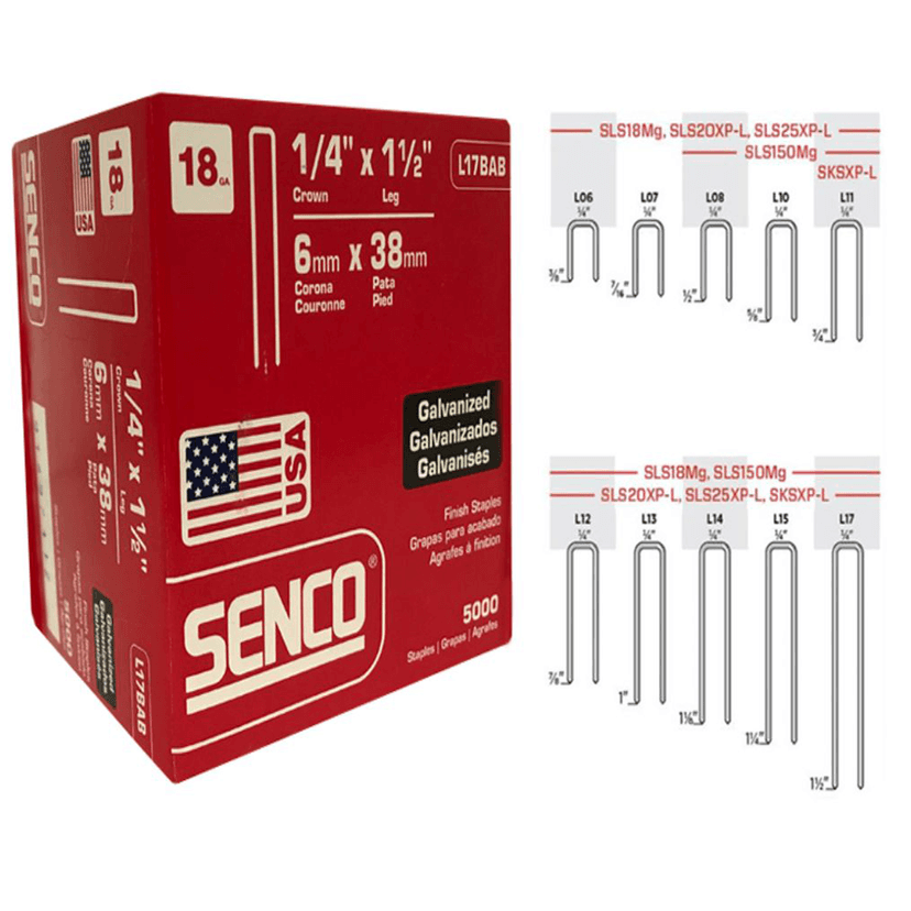 1-1/2" Length 1/4" Crown Medium Wire Staple, 18 Gauge, Box of 5 ...