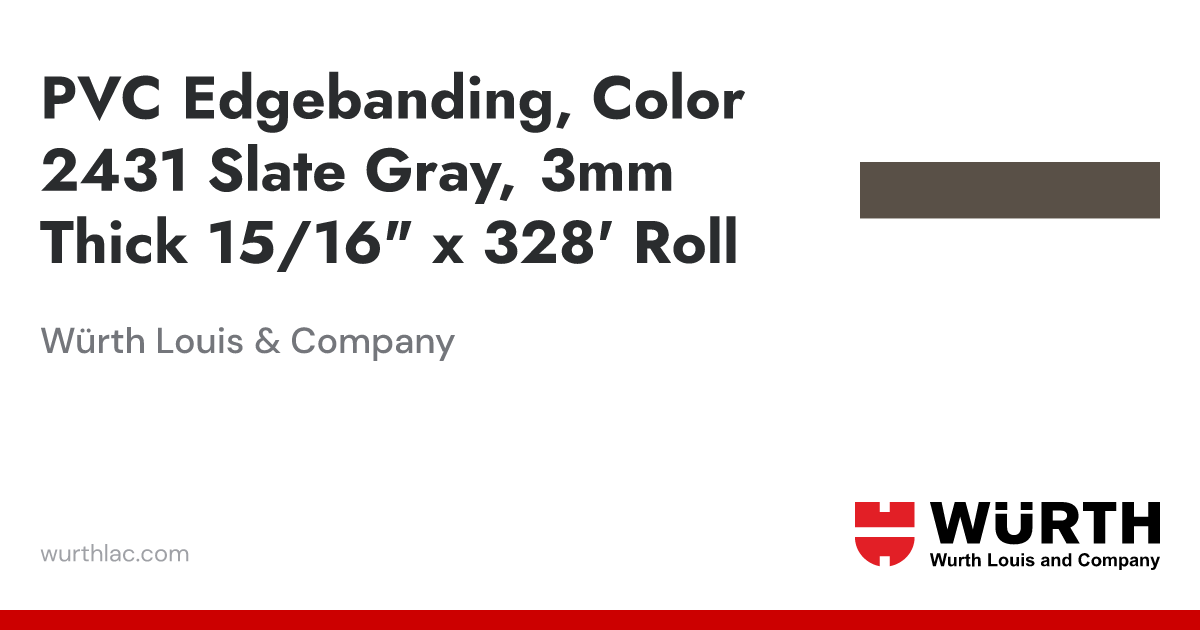 PVC Edgebanding, Color 2431 Slate Gray, 3mm Thick 15/16" x 328' Roll ...