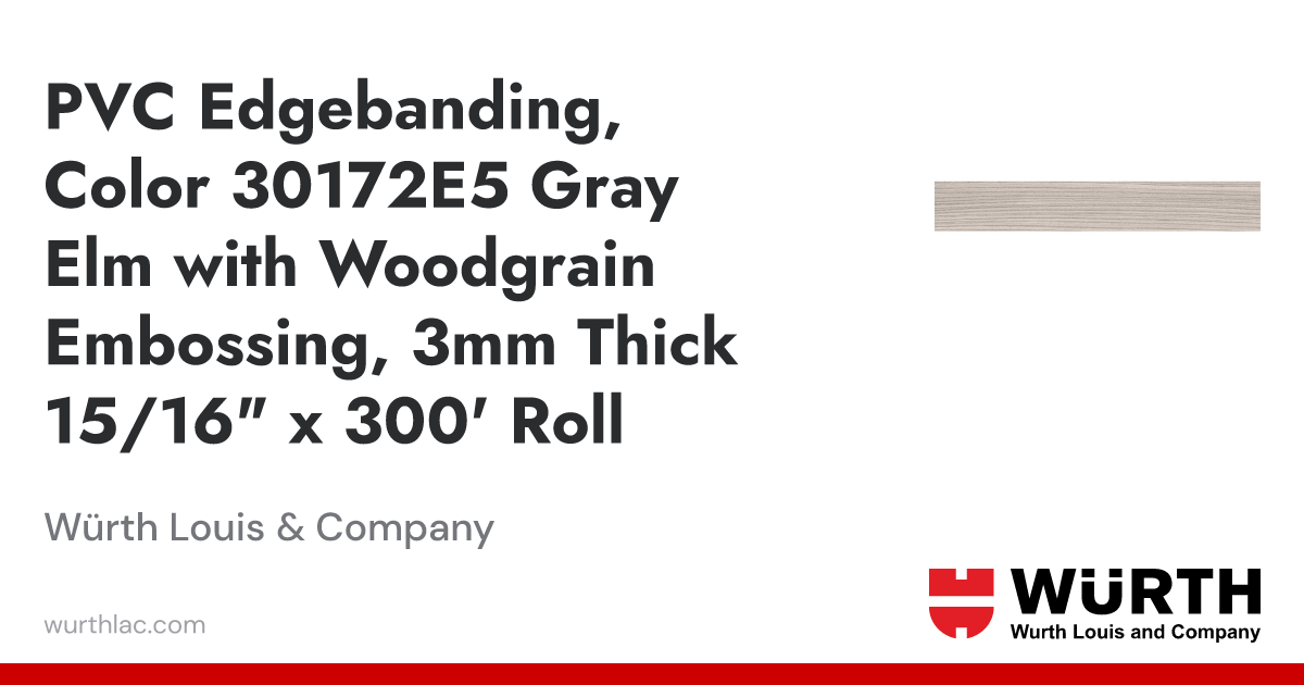 PVC Edgebanding, Color 30172E5 Gray Elm with Woodgrain Embossing, 3mm ...