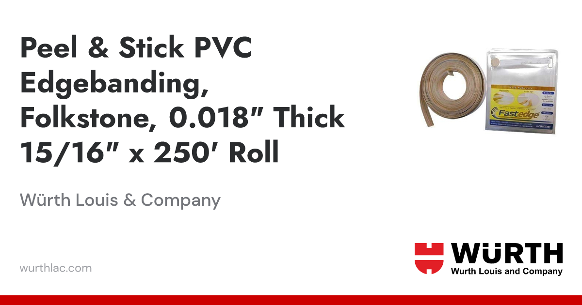 Peel & Stick PVC Edgebanding, Folkstone, 0.018" Thick 15/16" x 250 ...