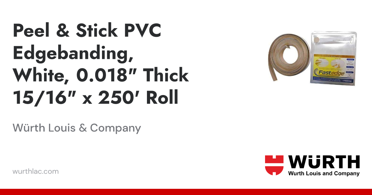 Peel & Stick PVC Edgebanding, White, 0.018" Thick 15/16" x 250' Roll ...