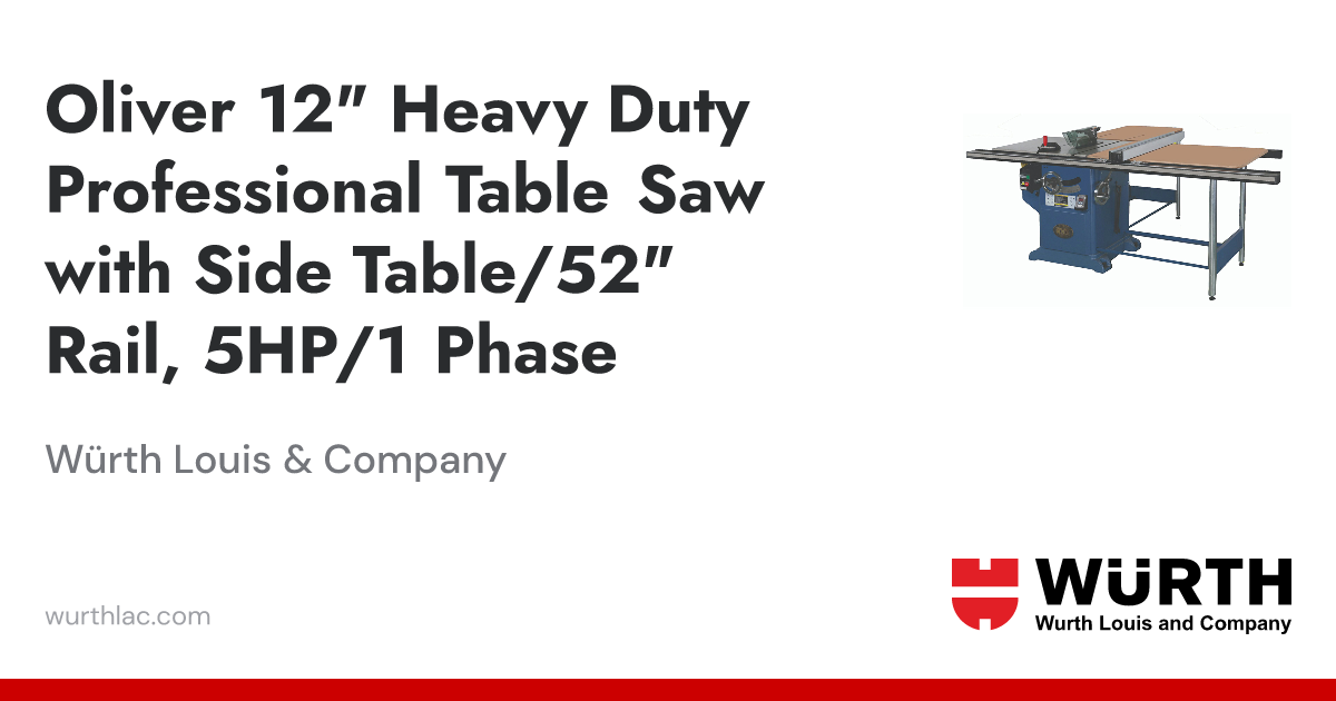 Oliver 12" Heavy Duty Professional Table Saw with Side Table/52" Rail ...
