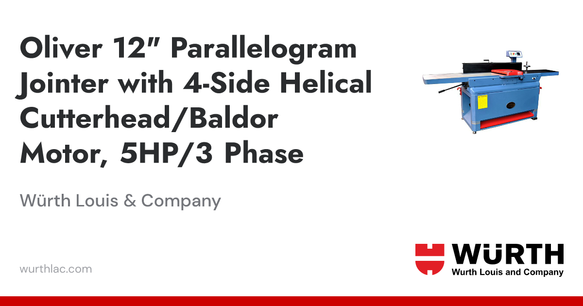 Oliver 12" Parallelogram Jointer with 4-Side Helical Cutterhead/Baldor ...