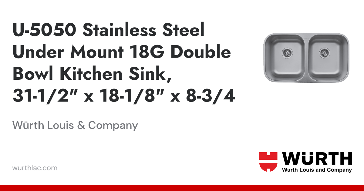 U-5050 Stainless Steel Under Mount 18G Double Bowl Kitchen Sink, 31-1/2" x 18-1/8" x 8-3/4 ...