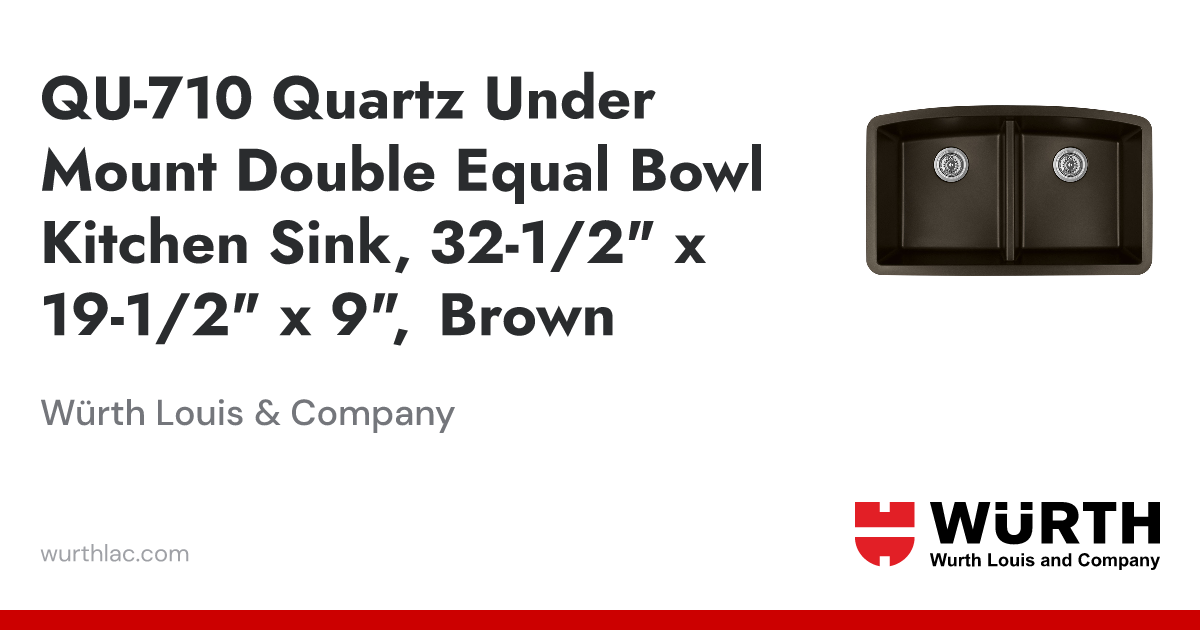 QU-710 Quartz Under Mount Double Equal Bowl Kitchen Sink, 32-1/2" x 19-1/2" x 9", Brown | Würth ...