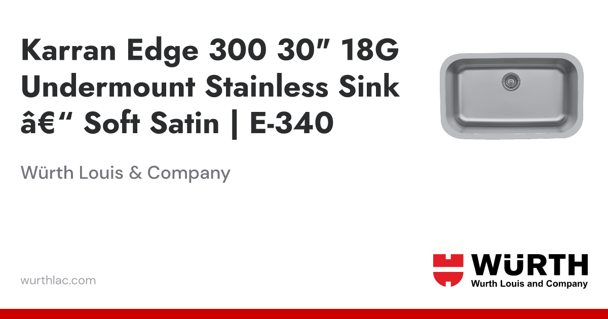 Karran Edge 300 30" 18G Undermount Stainless Sink â€“ Soft Satin | E ...