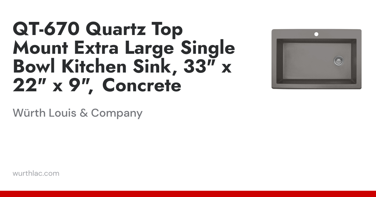QT-670 Quartz Top Mount Extra Large Single Bowl Kitchen Sink, 33" x 22 ...
