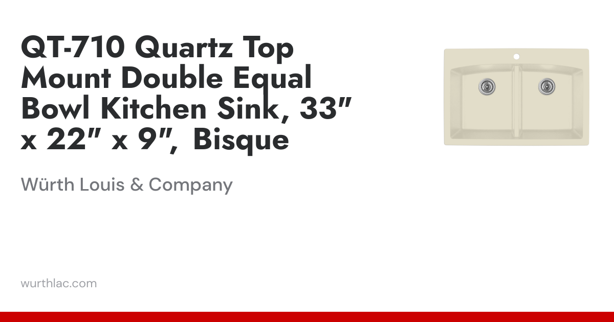 QT-710 Quartz Top Mount Double Equal Bowl Kitchen Sink, 33" x 22" x 9 ...