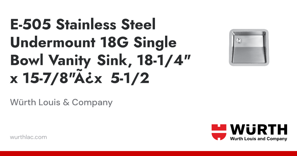 E-505 Stainless Steel Undermount 18G Single Bowl Vanity Sink, 18-1/4" x ...