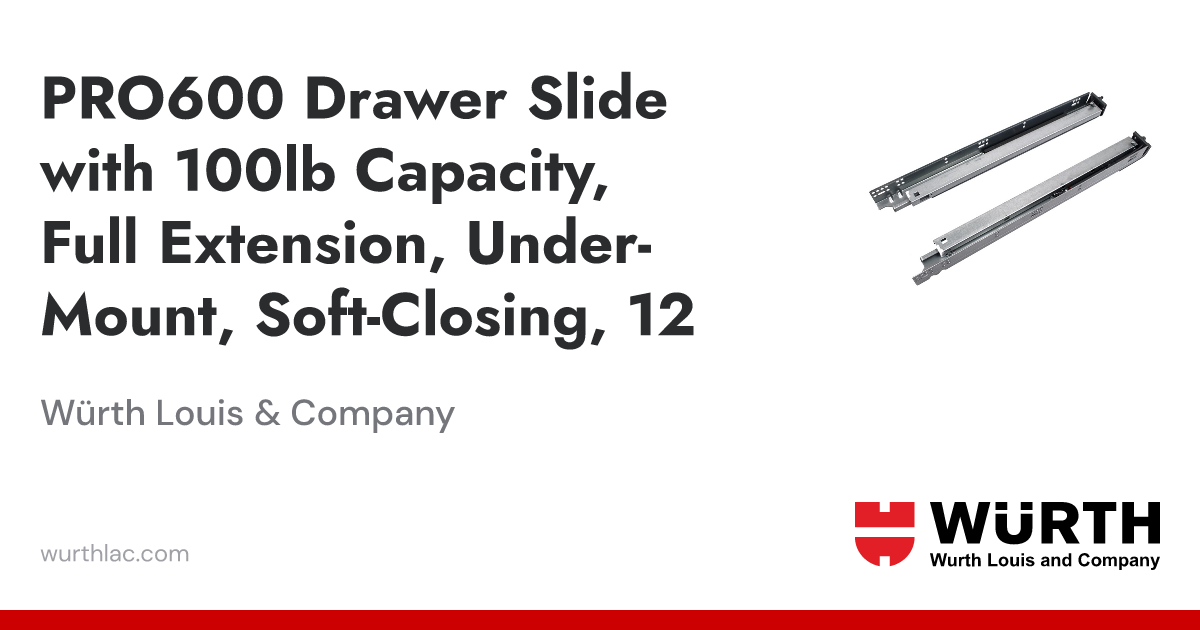 PRO600 Drawer Slide with 100lb Capacity, Full Extension, Under-Mount ...