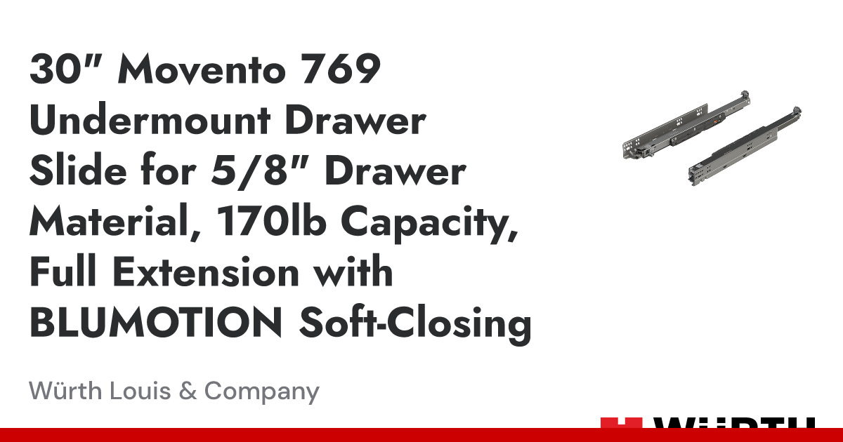 30" Movento 769 Undermount Drawer Slide for 5/8" Drawer Material, 170lb ...