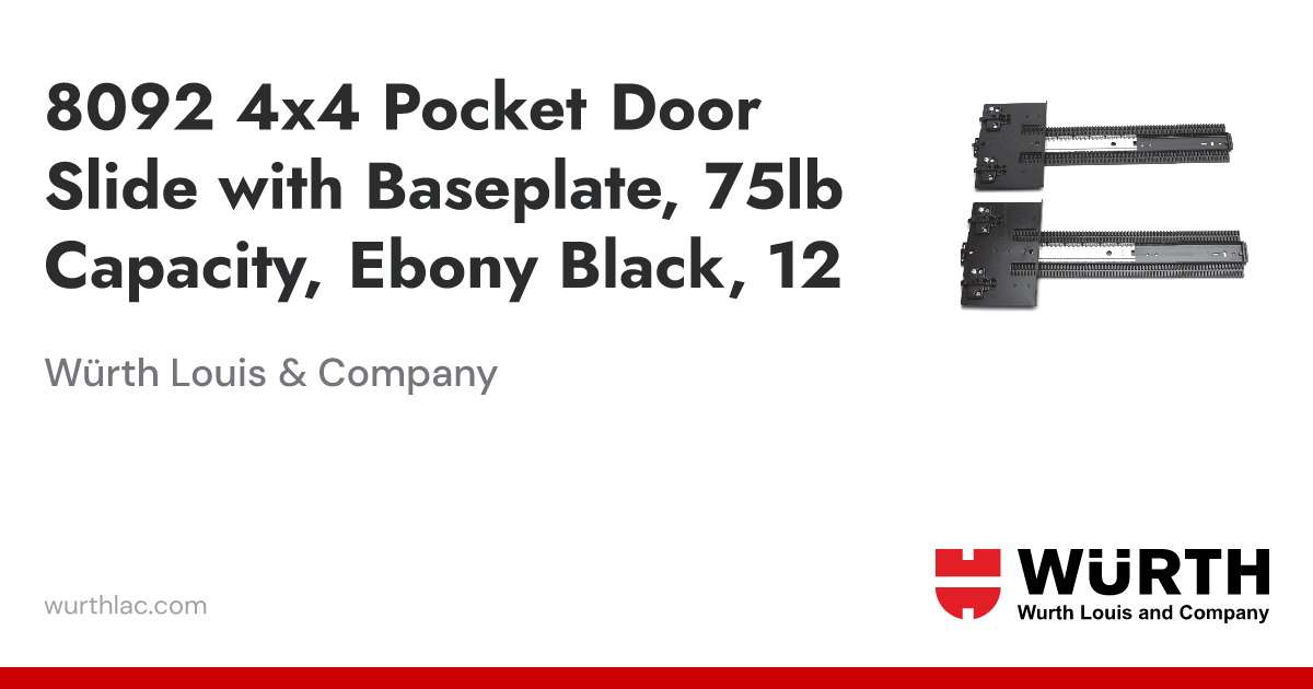 8092 4x4 Pocket Door Slide with Baseplate, 75lb Capacity, Ebony Black ...