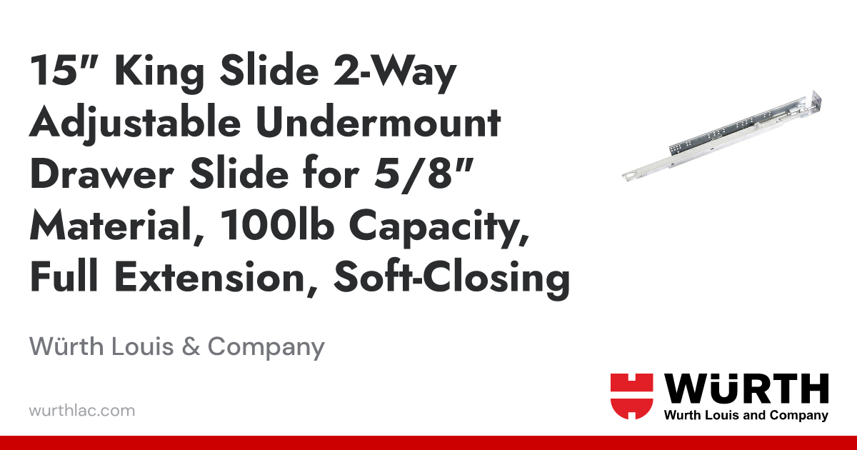 15" King Slide 2-Way Adjustable Undermount Drawer Slide for 5/8 ...