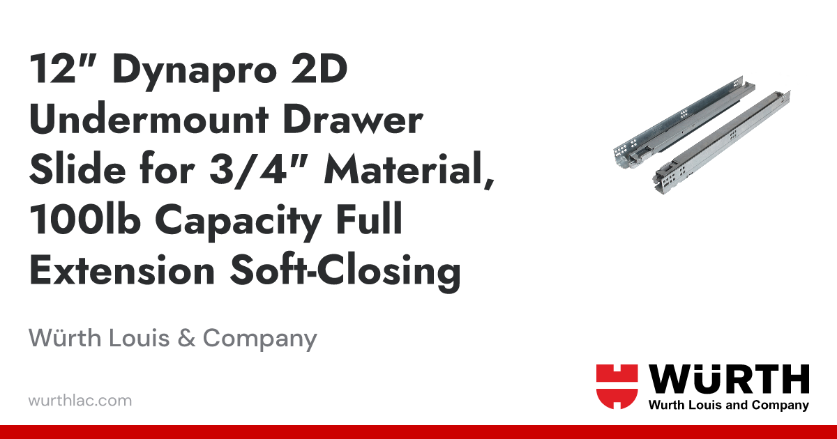 12" Dynapro 2D Undermount Drawer Slide for 3/4" Material, 100lb ...
