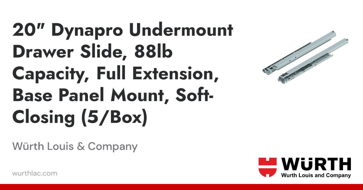 20" Dynapro Undermount Drawer Slide, 88lb Capacity, Full Extension ...