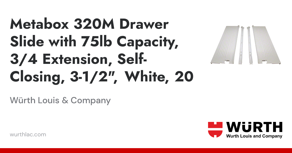 Metabox 320M Drawer Slide with 75lb Capacity, 3/4 Extension, Self ...