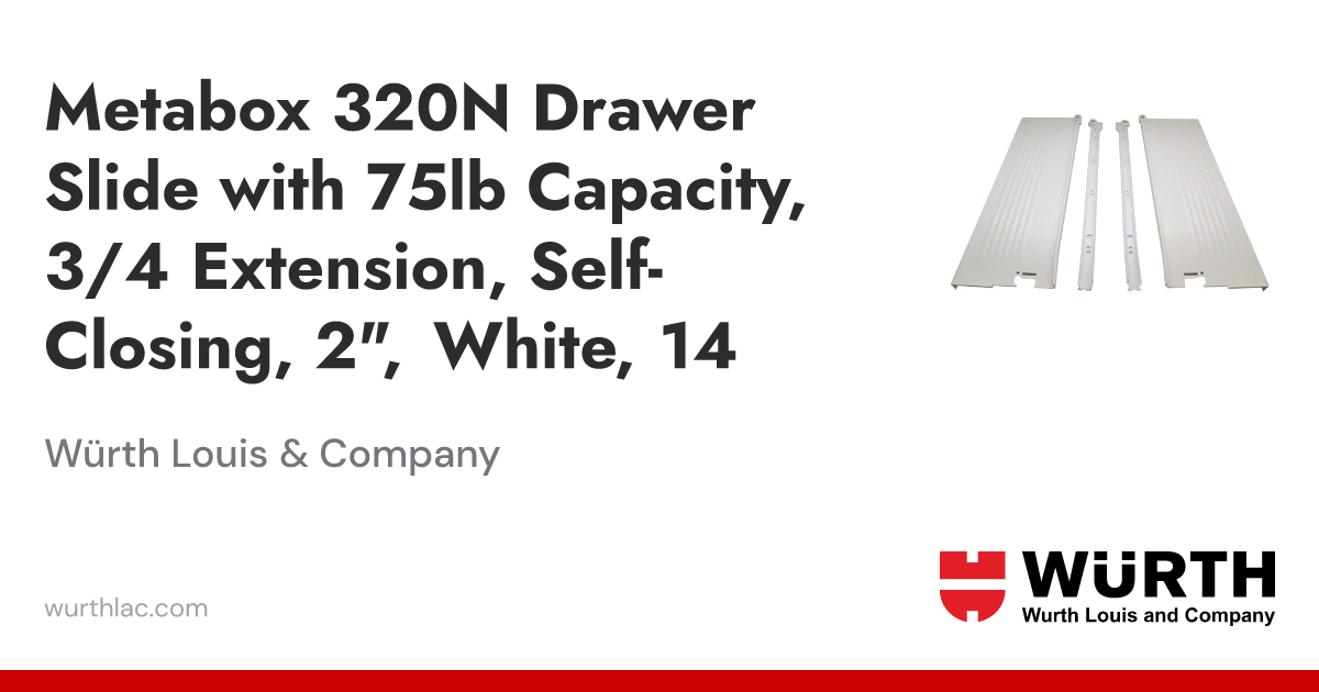 Metabox 320N Drawer Slide with 75lb Capacity, 3/4 Extension, Self ...