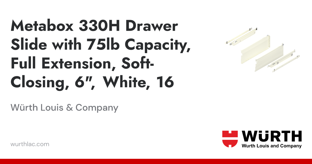 Metabox 330H Drawer Slide with 75lb Capacity, Full Extension, Soft ...