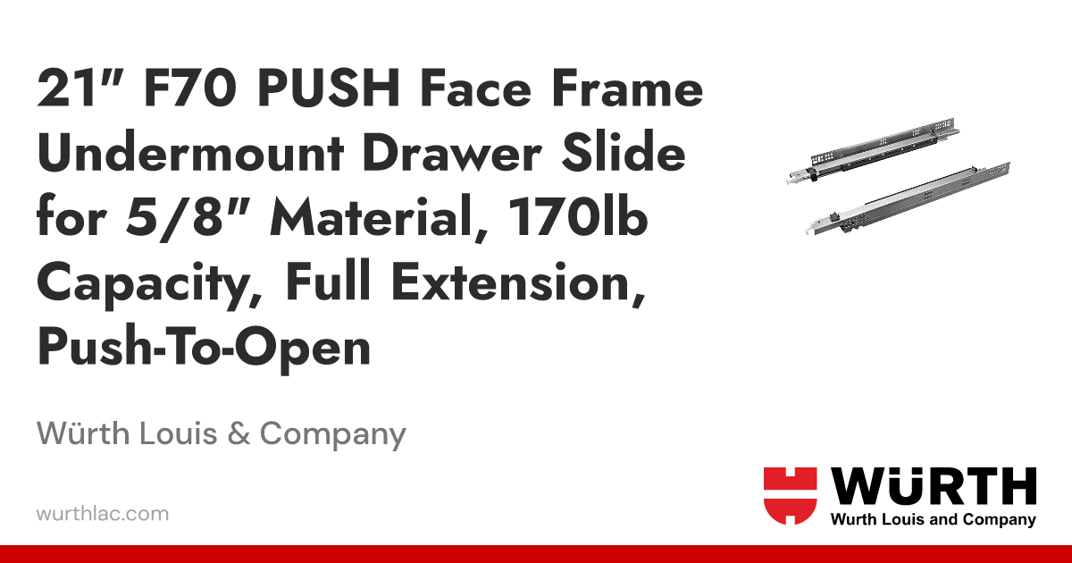 21" F70 PUSH Face Frame Undermount Drawer Slide for 5/8" Material ...