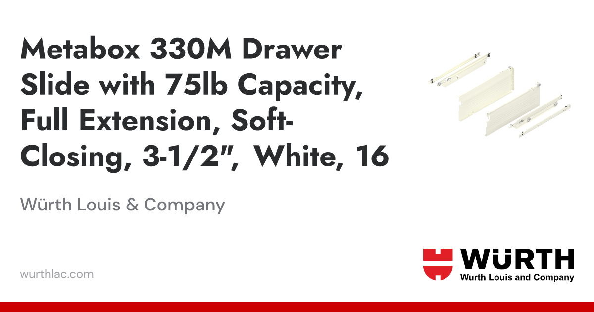 Metabox 330M Drawer Slide with 75lb Capacity, Full Extension, Soft ...