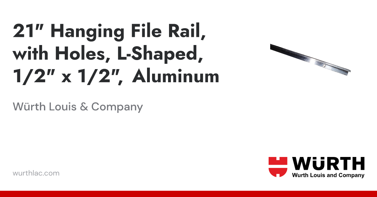 21" Hanging File Rail, with Holes, L-Shaped, 1/2" x 1/2", Aluminum ...