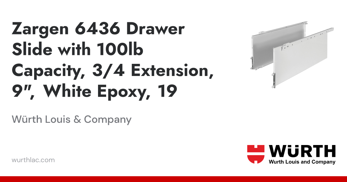 Zargen 6436 Drawer Slide with 100lb Capacity, 3/4 Extension, 9", White ...