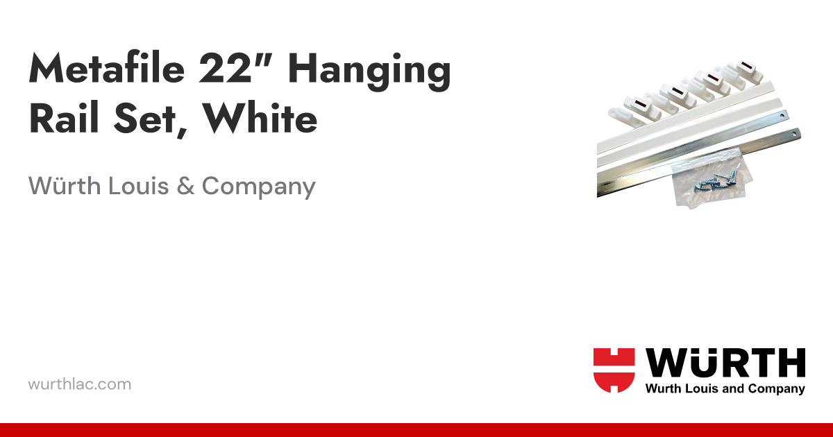 Metafile 22" Hanging Rail Set, White | Würth Louis & Company