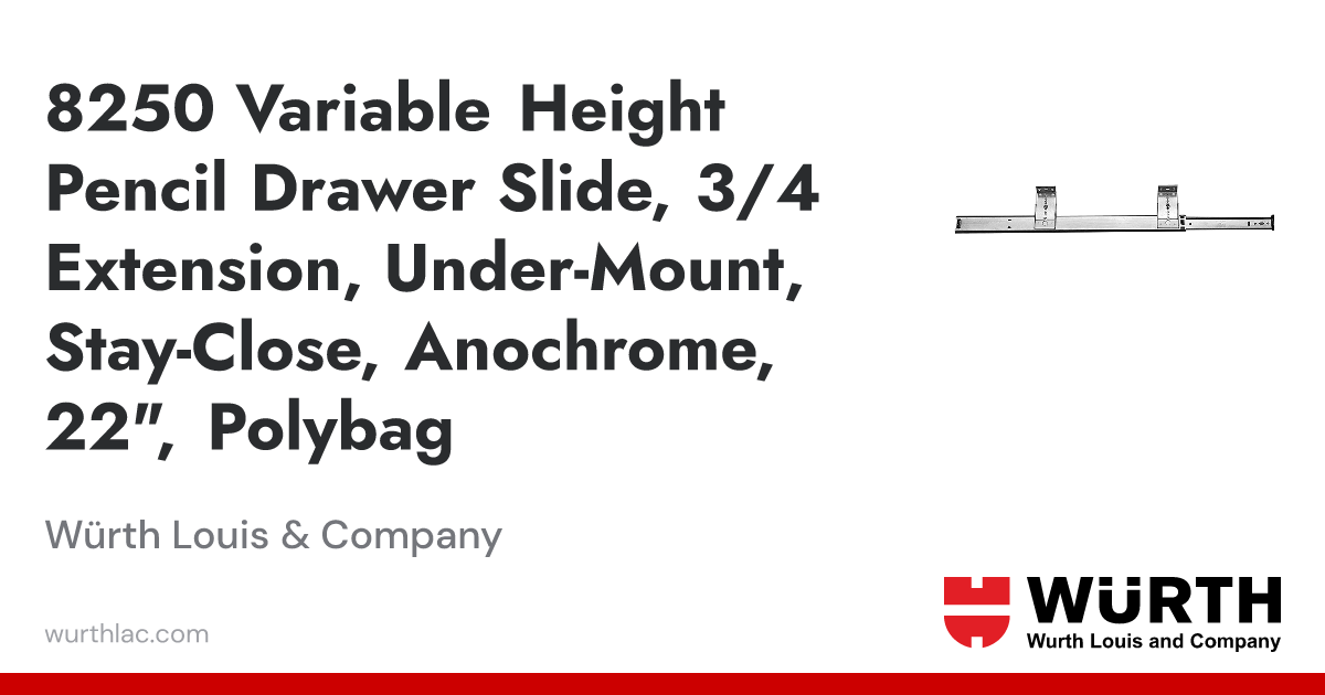 8250 Variable Height Pencil Drawer Slide, 3/4 Extension, Under-Mount ...