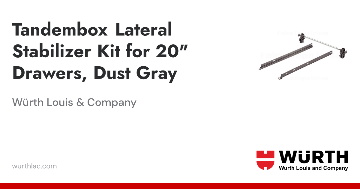 Tandembox Lateral Stabilizer Kit for 20" Drawers, Dust Gray | Würth ...