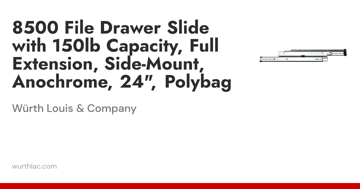 8500 File Drawer Slide with 150lb Capacity, Full Extension, Side-Mount ...