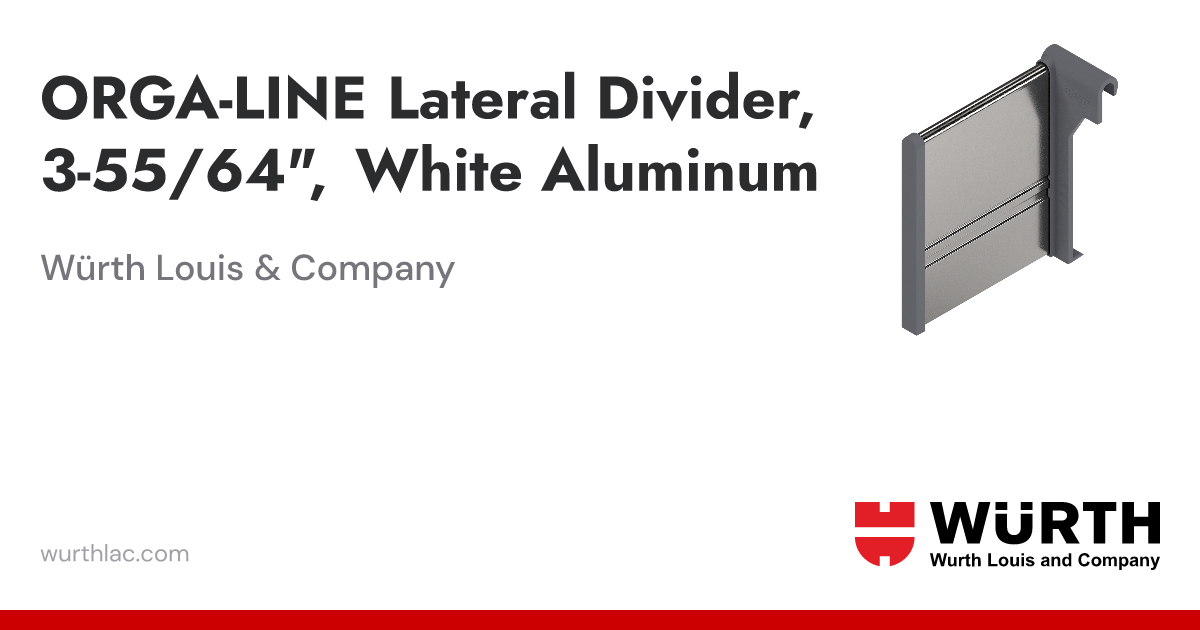 ORGA-LINE Lateral Divider, 3-55/64", White Aluminum | Würth Louis & Company