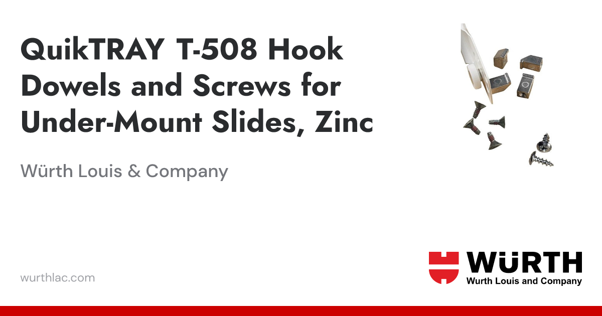 QuikTRAY T-508 Hook Dowels and Screws for Under-Mount Slides, Zinc ...