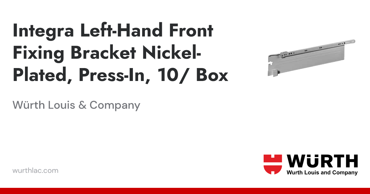 Integra Left-Hand Front Fixing Bracket Nickel-Plated, Press-In, 10/ Box ...