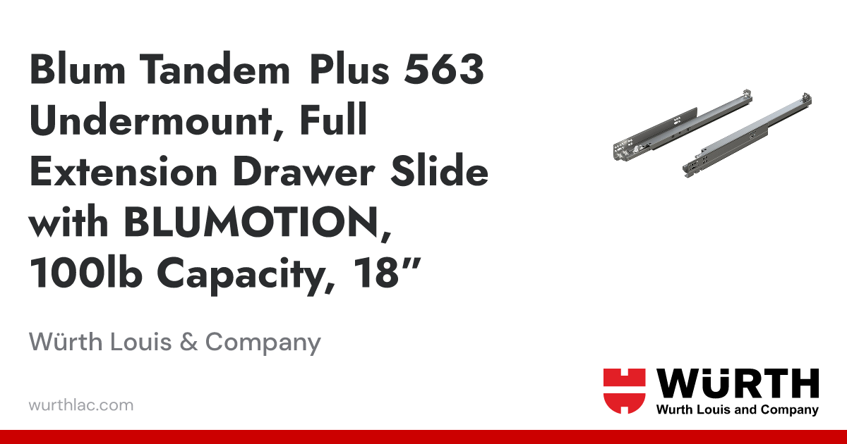 Blum Tandem Plus 563 Undermount, Full Extension Drawer Slide with ...