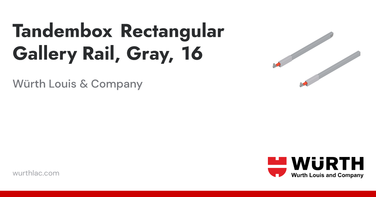 Tandembox Rectangular Gallery Rail, Gray, 16 | Würth Louis & Company