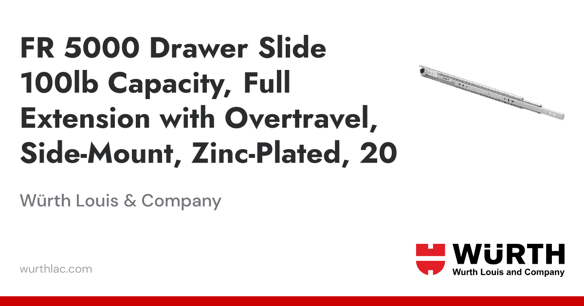 FR 5000 Drawer Slide 100lb Capacity, Full Extension with Overtravel ...