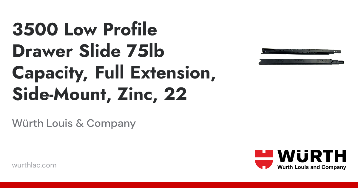 3500 Low Profile Drawer Slide 75lb Capacity, Full Extension, Side-Mount ...