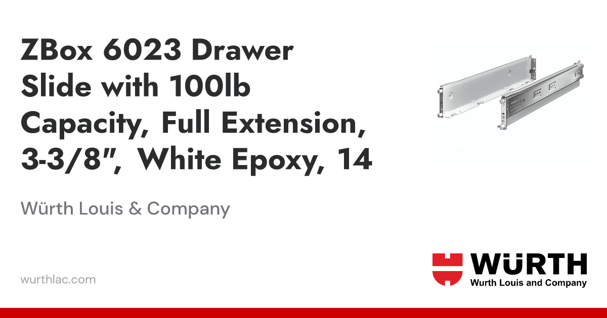 ZBox 6023 Drawer Slide with 100lb Capacity, Full Extension, 3-3/8 ...