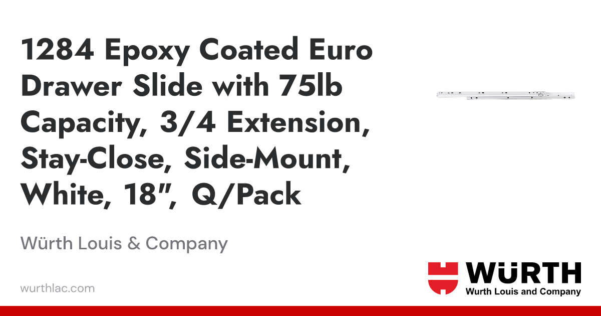 1284 Epoxy Coated Euro Drawer Slide with 75lb Capacity, 3/4 Extension ...